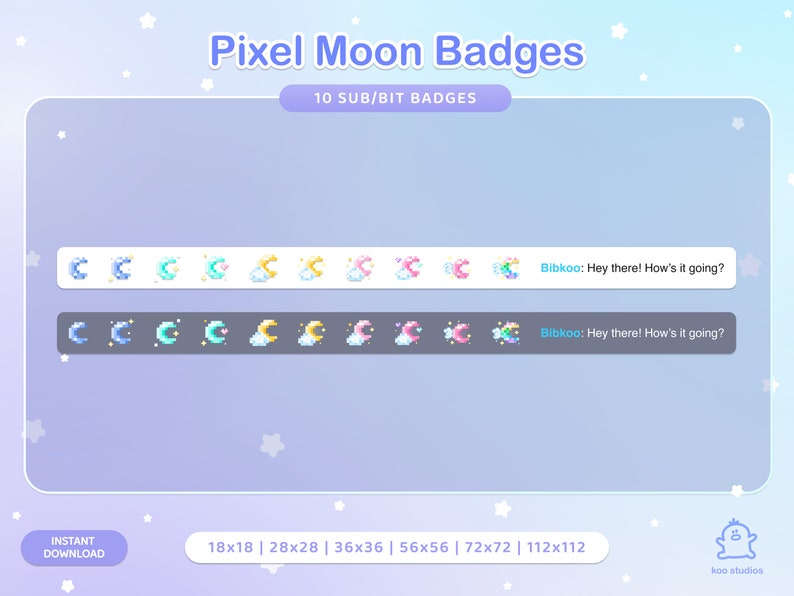 Cute Dreamy Pixel Moon Badges for Twitch, Discord, Youtube twitch Sub ...