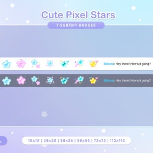 Twitch Cute Pixel Star Sub Badges, Pink and Blue (digital Download) - Etsy