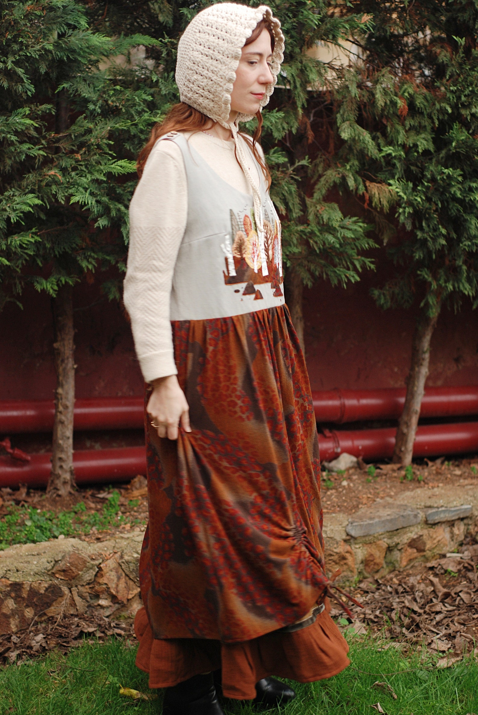 Hand Embroidered Linen Dress, Patchwork Boho Dress, Amish Dress ...