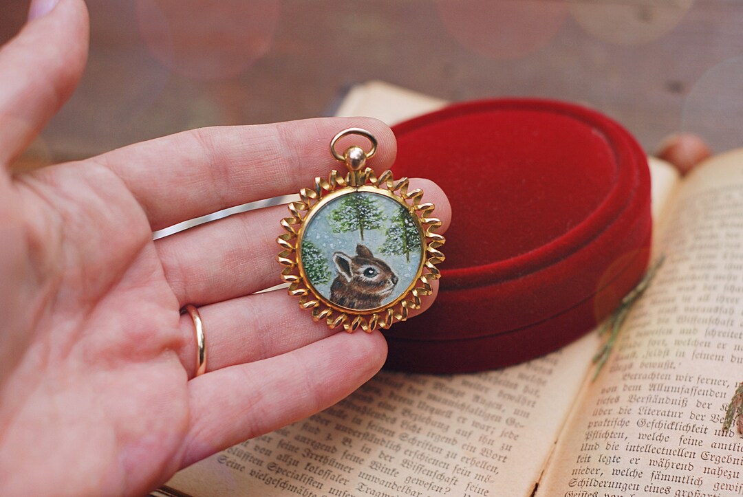 Antique Original Hand Painted Locket, Victorian Rolled Gold Pendant ...