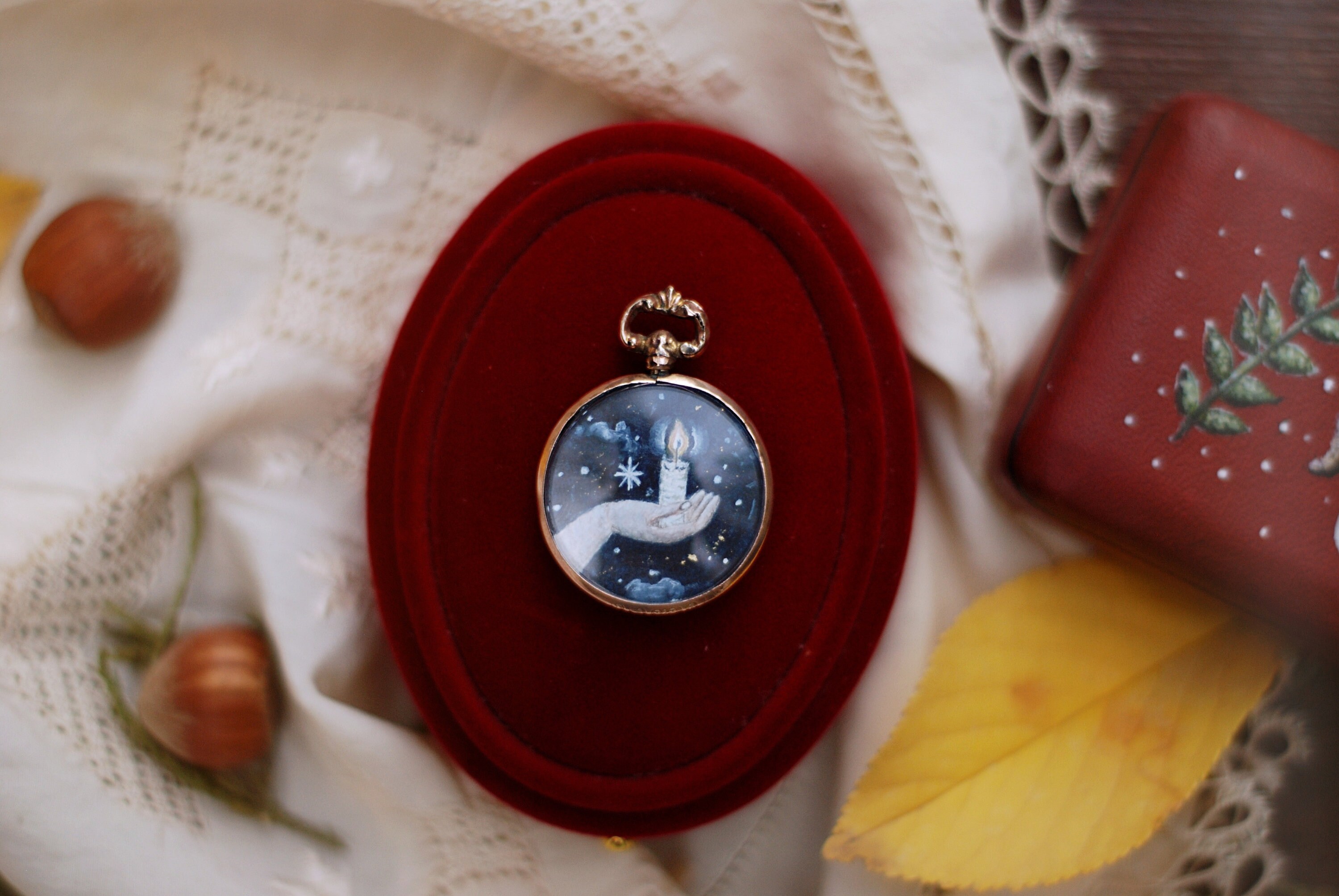Victorian 9ct Gold Hand Painted Locket, Antique Original Painted ...