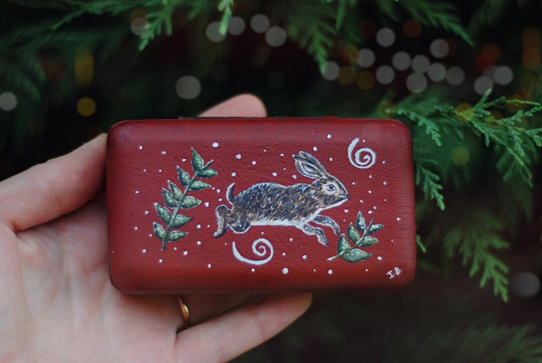 Hand Painted Jewelry Box, Antique Rabbit Painted Box, Edwardian ...