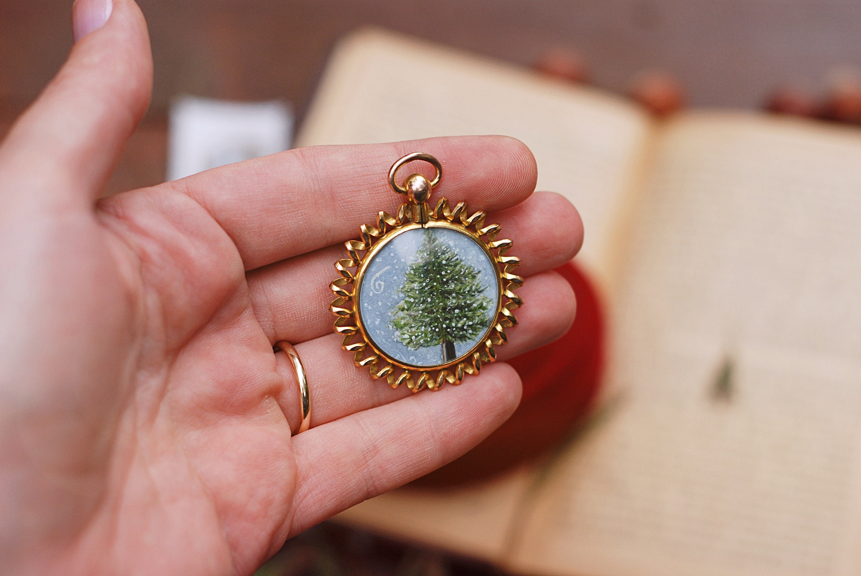 Antique Original Hand Painted Locket, Victorian Rolled Gold Pendant ...