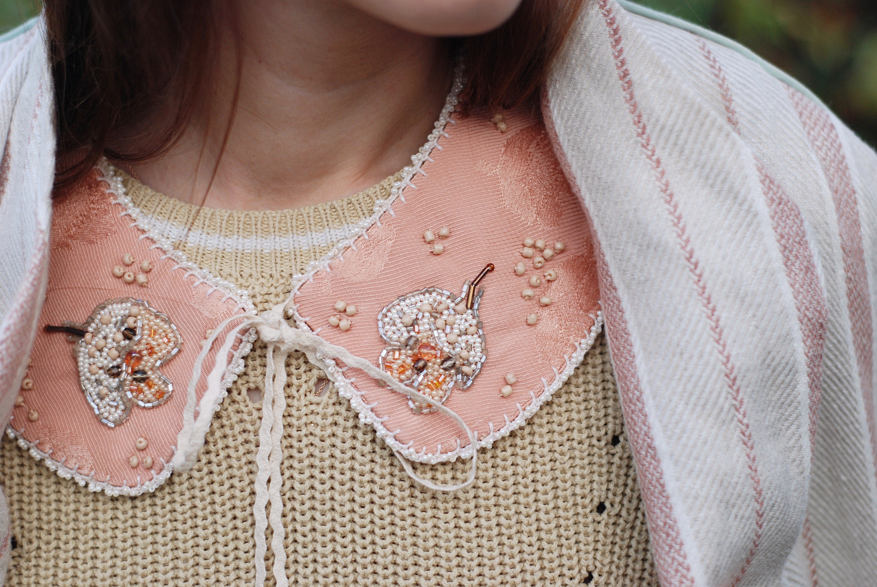 Bead Embroidered Peter Pan Collar, Unique Women's Collar, Floral Design ...