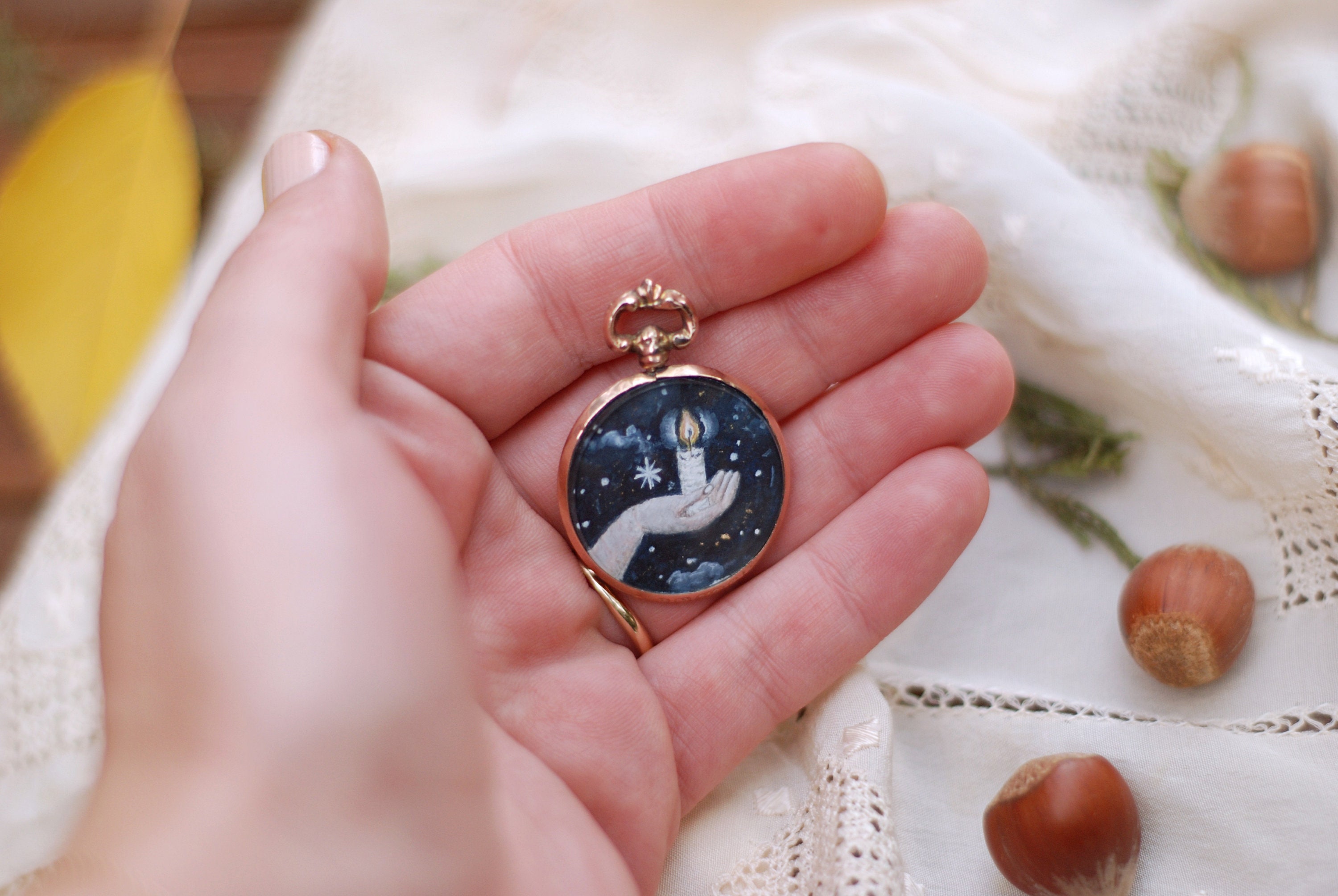 Victorian 9ct Gold Hand Painted Locket, Antique Original Painted ...