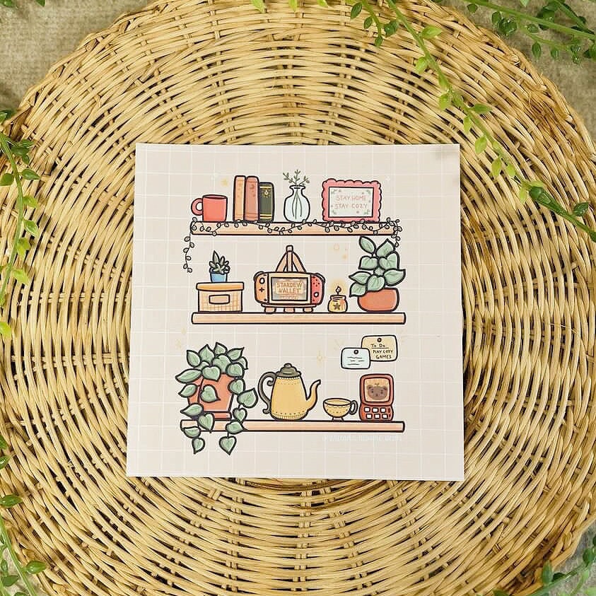 Cozy Gamer Shelves Art Print - Etsy