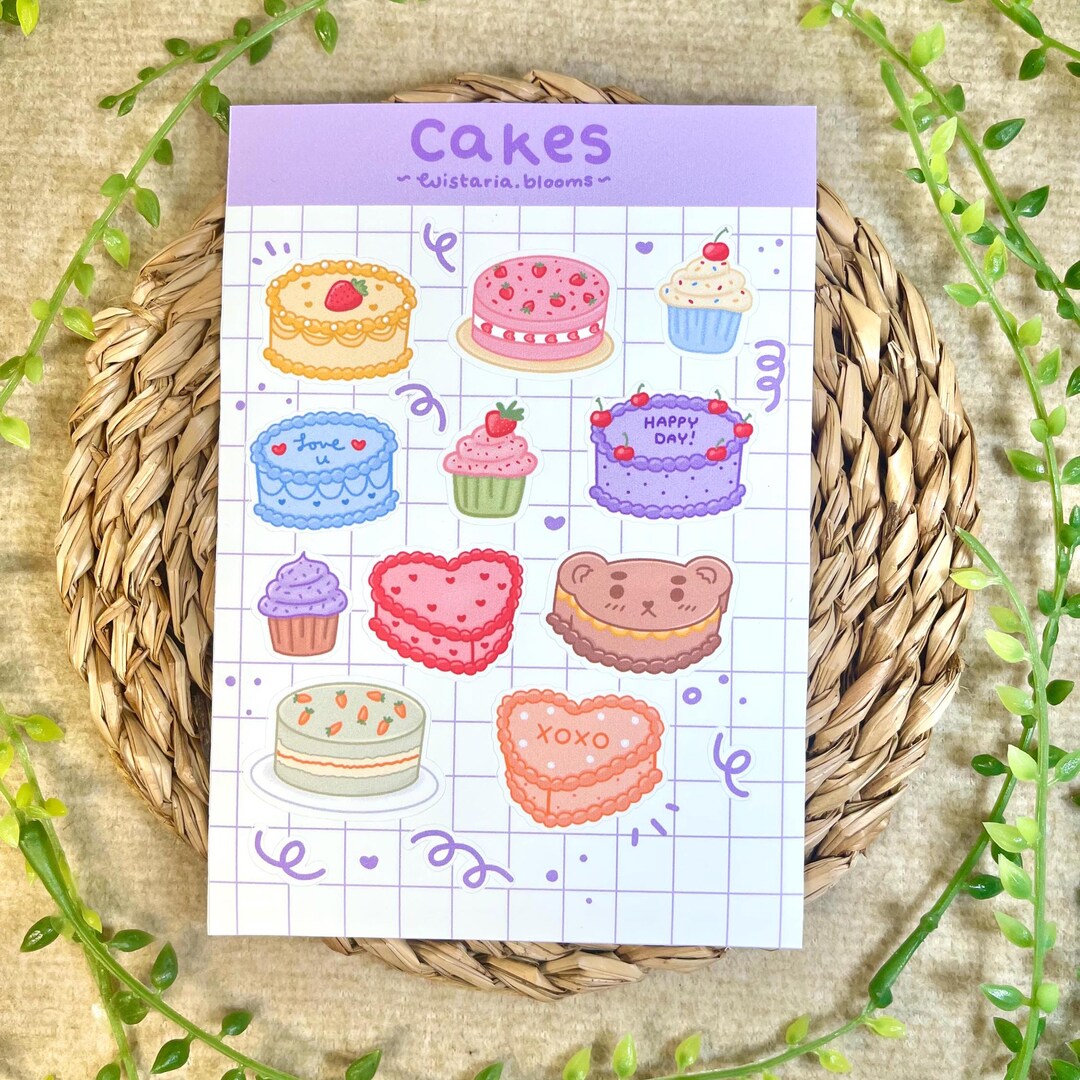 Cakes Sticker Sheet | Matte Vinyl, Journal Stickers, Planner Stickers ...