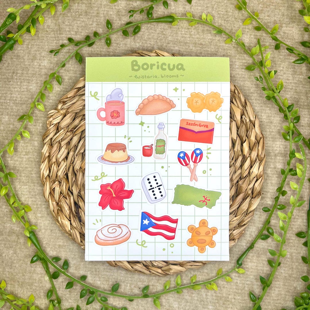 Puerto Rican Sticker Sheet | Matte Vinyl, Journal Stickers, Planner ...