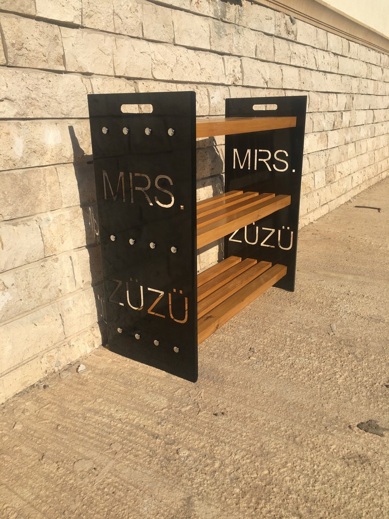 Personalized Wooden Shoe Rack, Wooden Entryway Shelf, Wooden ...