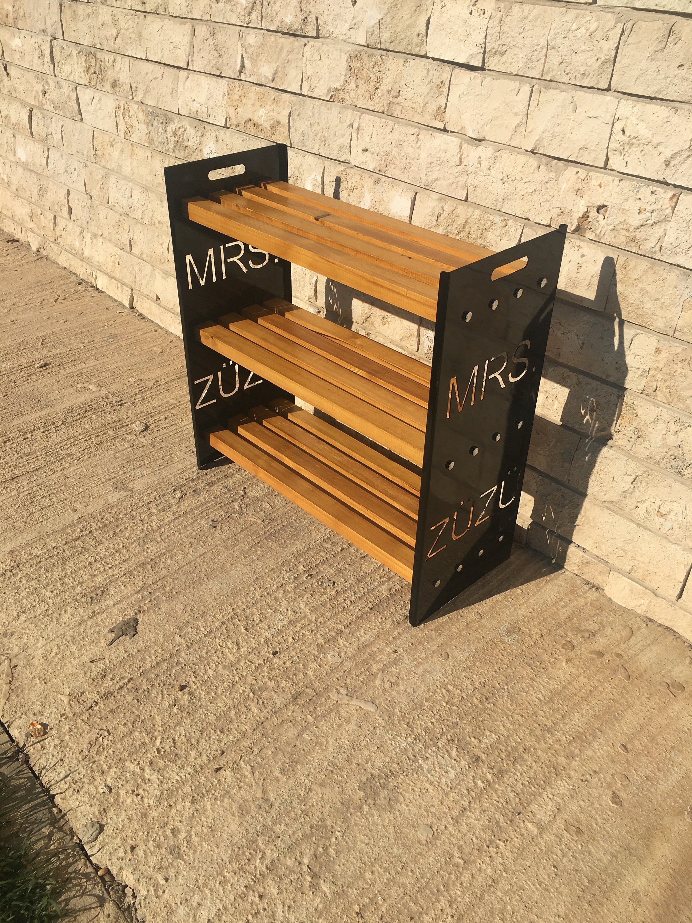 Personalized Wooden Shoe Rack, Wooden Entryway Shelf, Wooden ...