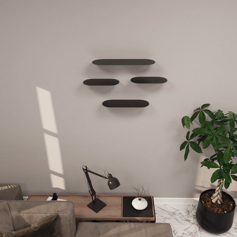 Modern 4-piece Shelf Set | Metal Wall Shelves | Decorative Home Storage ...