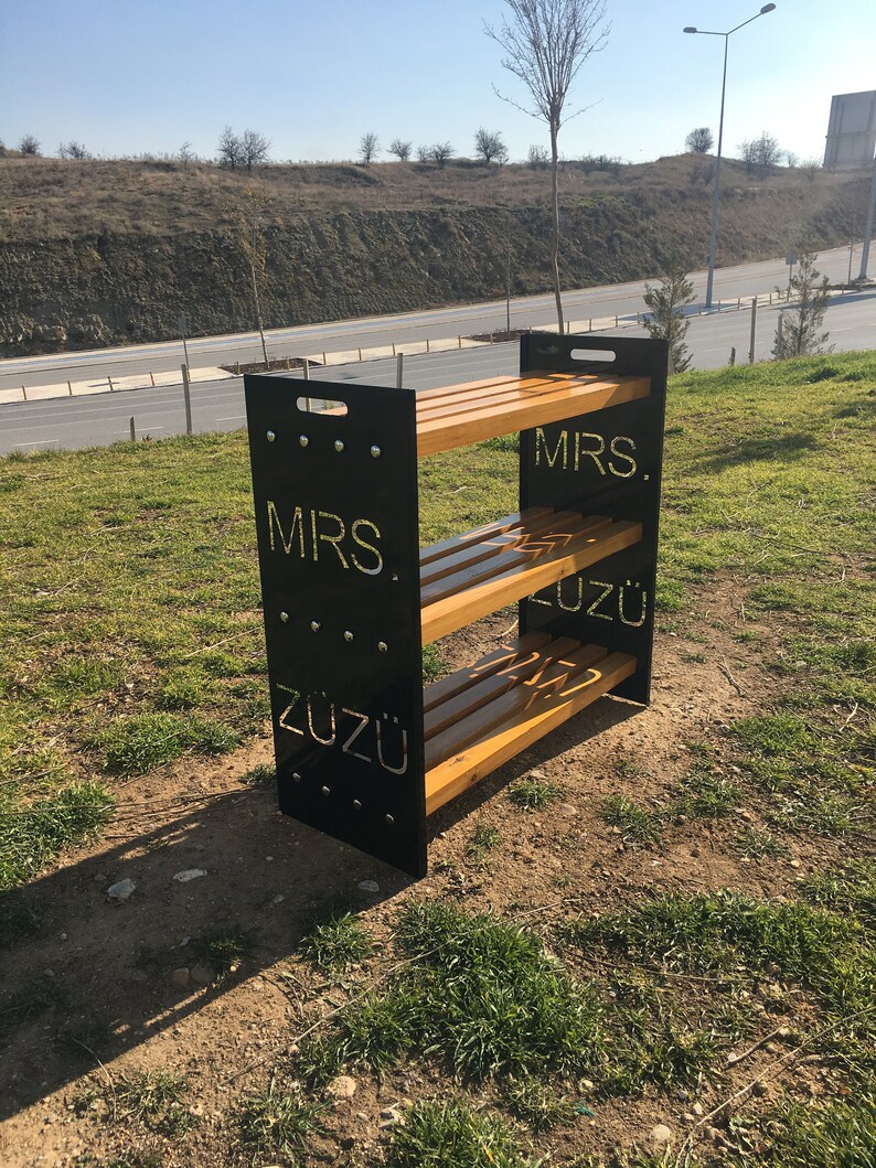 Personalized Wooden Shoe Rack, Wooden Entryway Shelf, Wooden ...