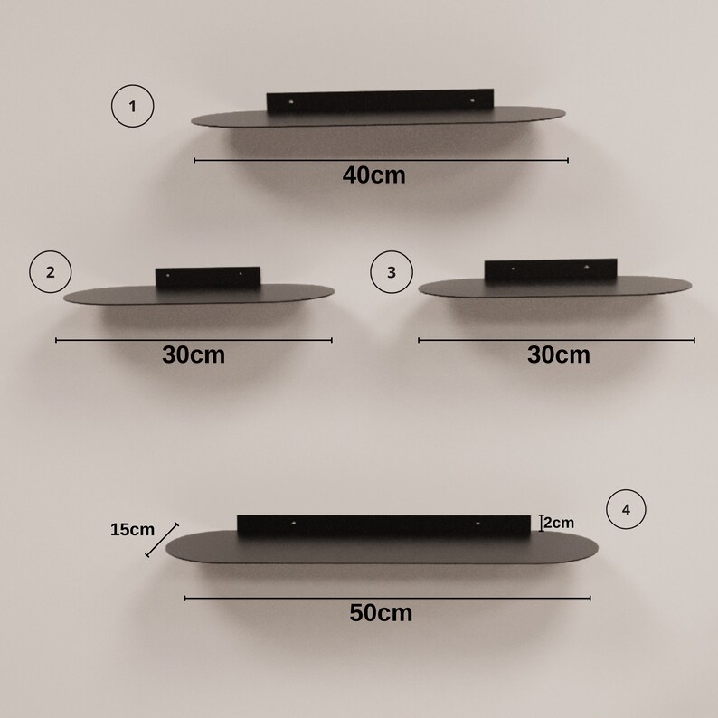 Modern 4-piece Shelf Set | Metal Wall Shelves | Decorative Home Storage ...