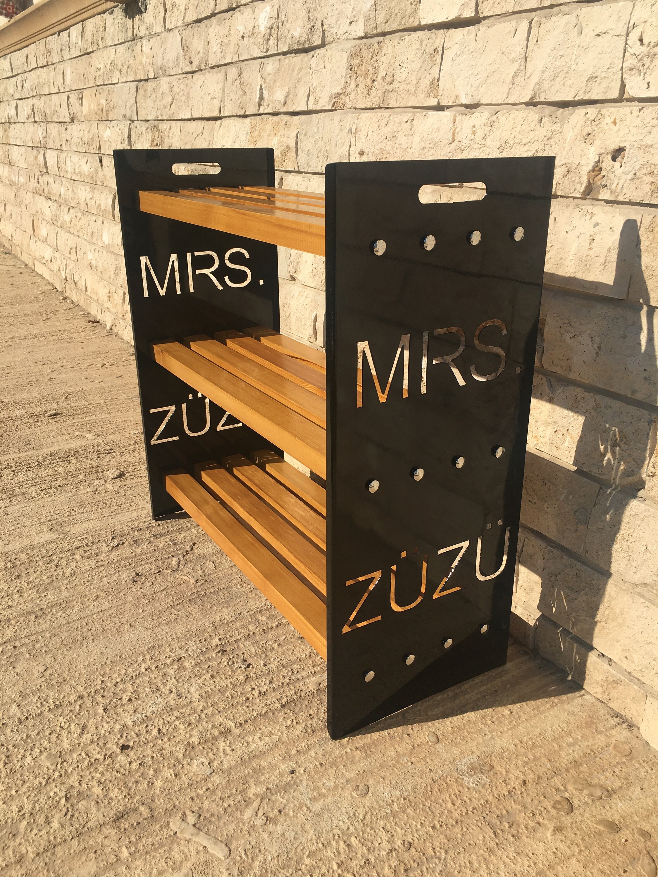 Personalized Wooden Shoe Rack, Wooden Entryway Shelf, Wooden ...