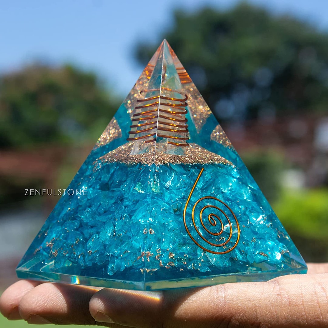 Aquamarine Orgone Pyramid for Joy & Happiness | Orgonite Pyramids With ...