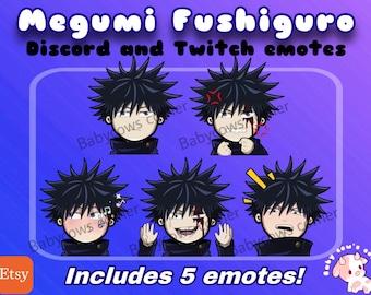 4 Megumi Fushiguro JJK Emotes/sticker Pack Streaming on Twitch/youtube ...