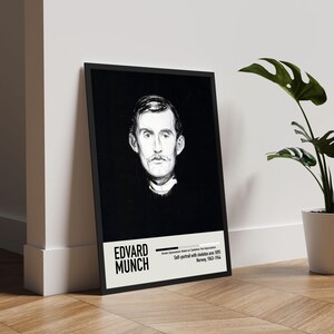Edvard Munch Self-portrait With Skeleton Arm - Vintage Art Poster - Etsy UK