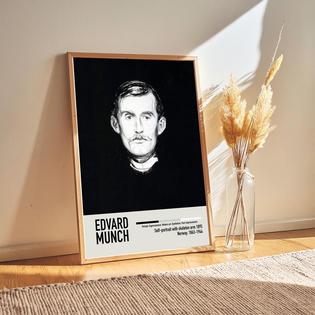 Edvard Munch Self-portrait With Skeleton Arm - Vintage Art Poster - Etsy