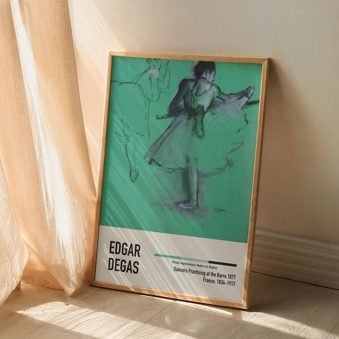 Edgar Degas Ballet Poster: Dancers Practising at Barre, Vintage Wall ...