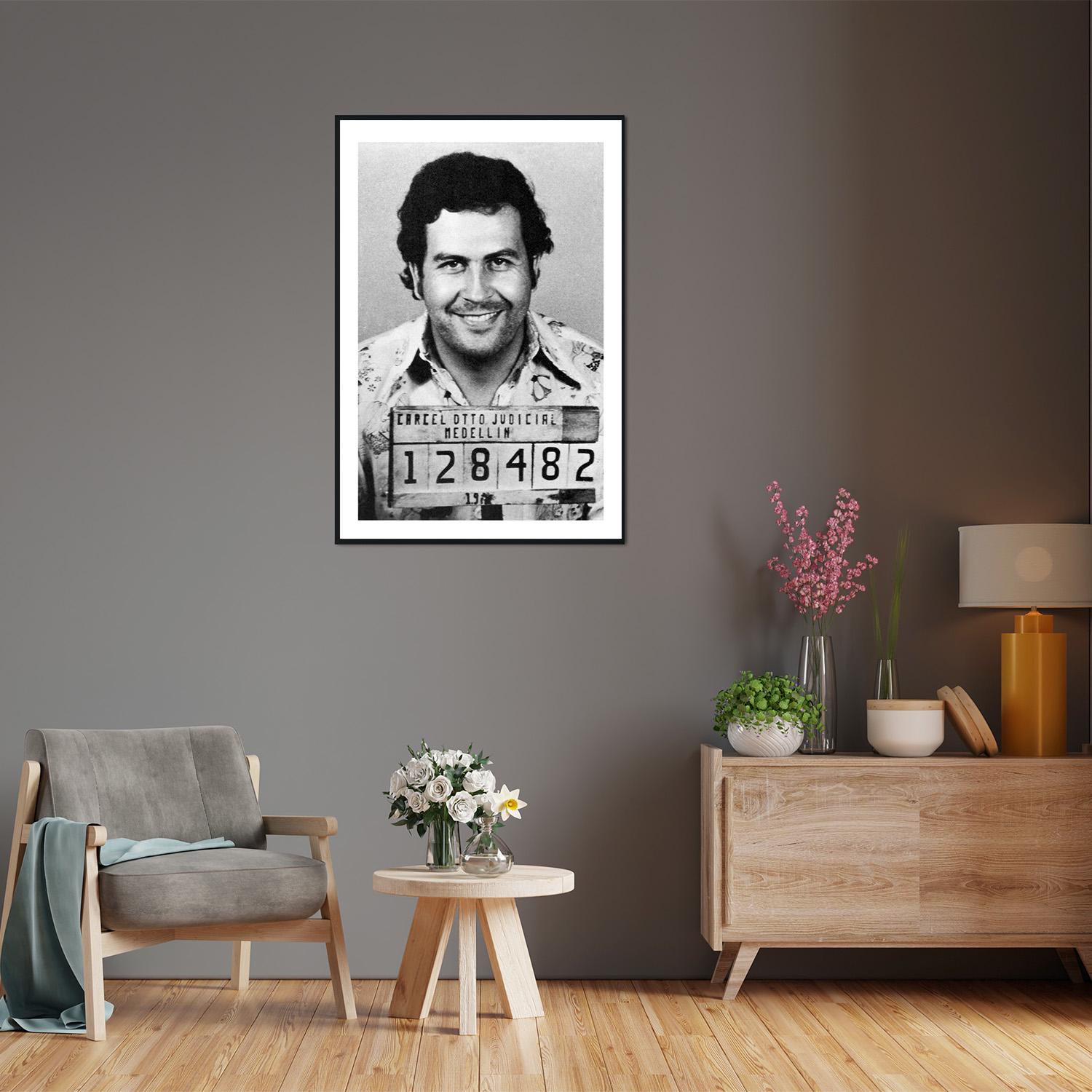 Pablo Escobar Mugshot Poster, Vintage Print, Black and White, Celebrity ...