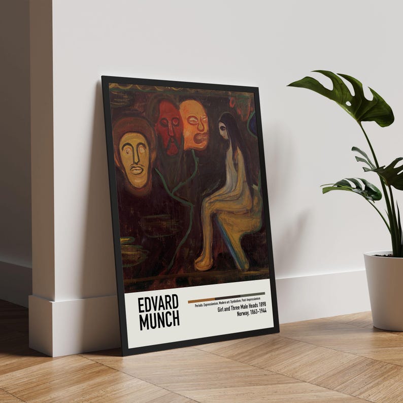 Edvard Munch 'girl and Three Male Heads' Vintage Art Poster - Etsy