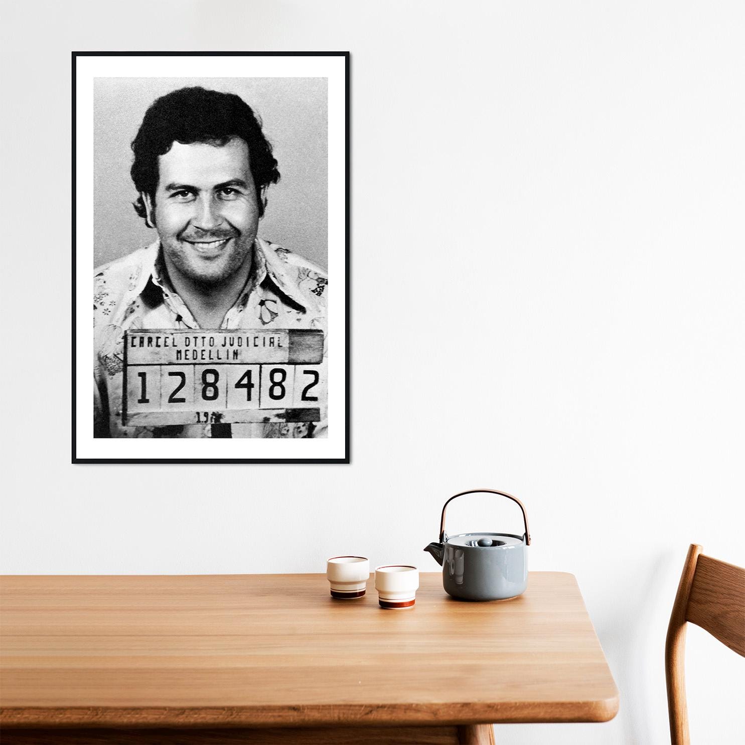 Pablo Escobar Mugshot Poster, Vintage Print, Black and White, Celebrity ...
