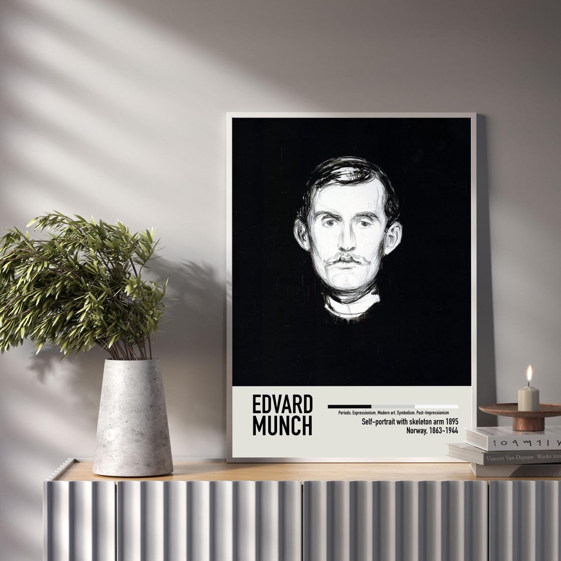 Edvard Munch Self-portrait With Skeleton Arm - Vintage Art Poster - Etsy UK