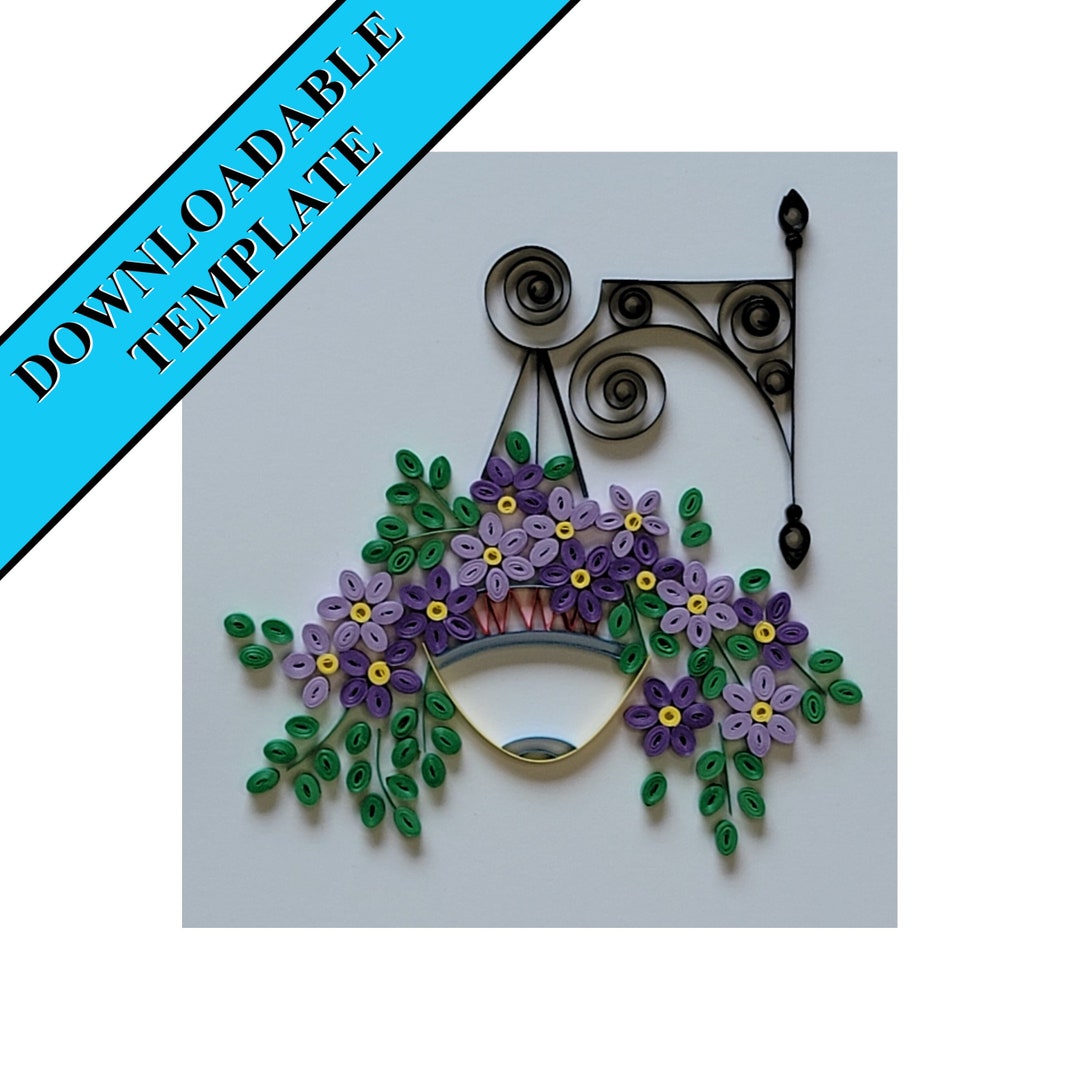 Quilled Hanging Flower Basket Template Downloadable PDF - Etsy