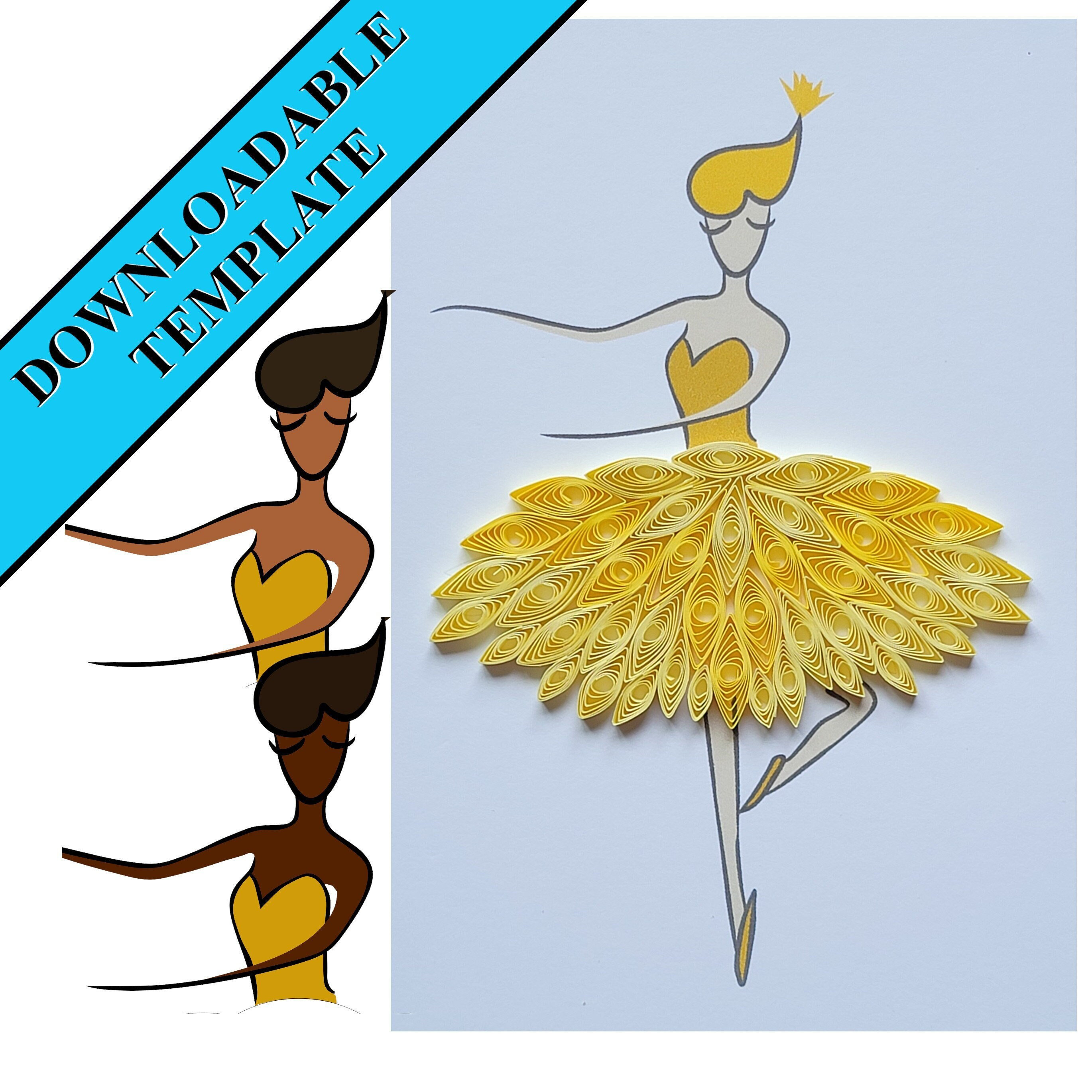 Quilled Dancing Girl Template Downloadable PDF - Etsy