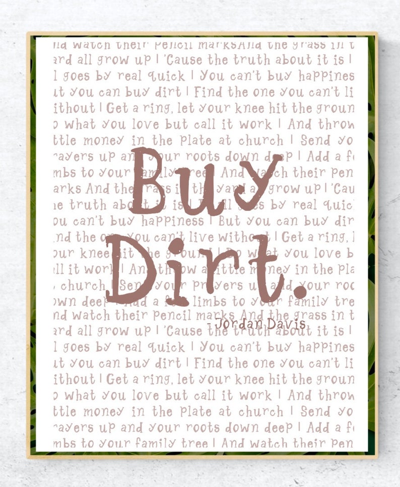 Buy Dirt Lyrics - Digital Print - Etsy