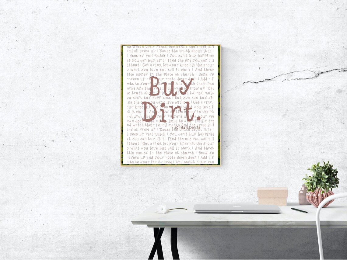 Buy Dirt Lyrics - Digital Print - Etsy