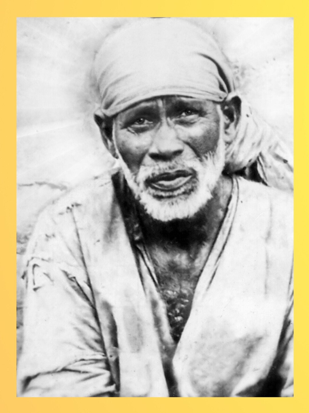 Sai Baba Poster With Yellow Border - Etsy