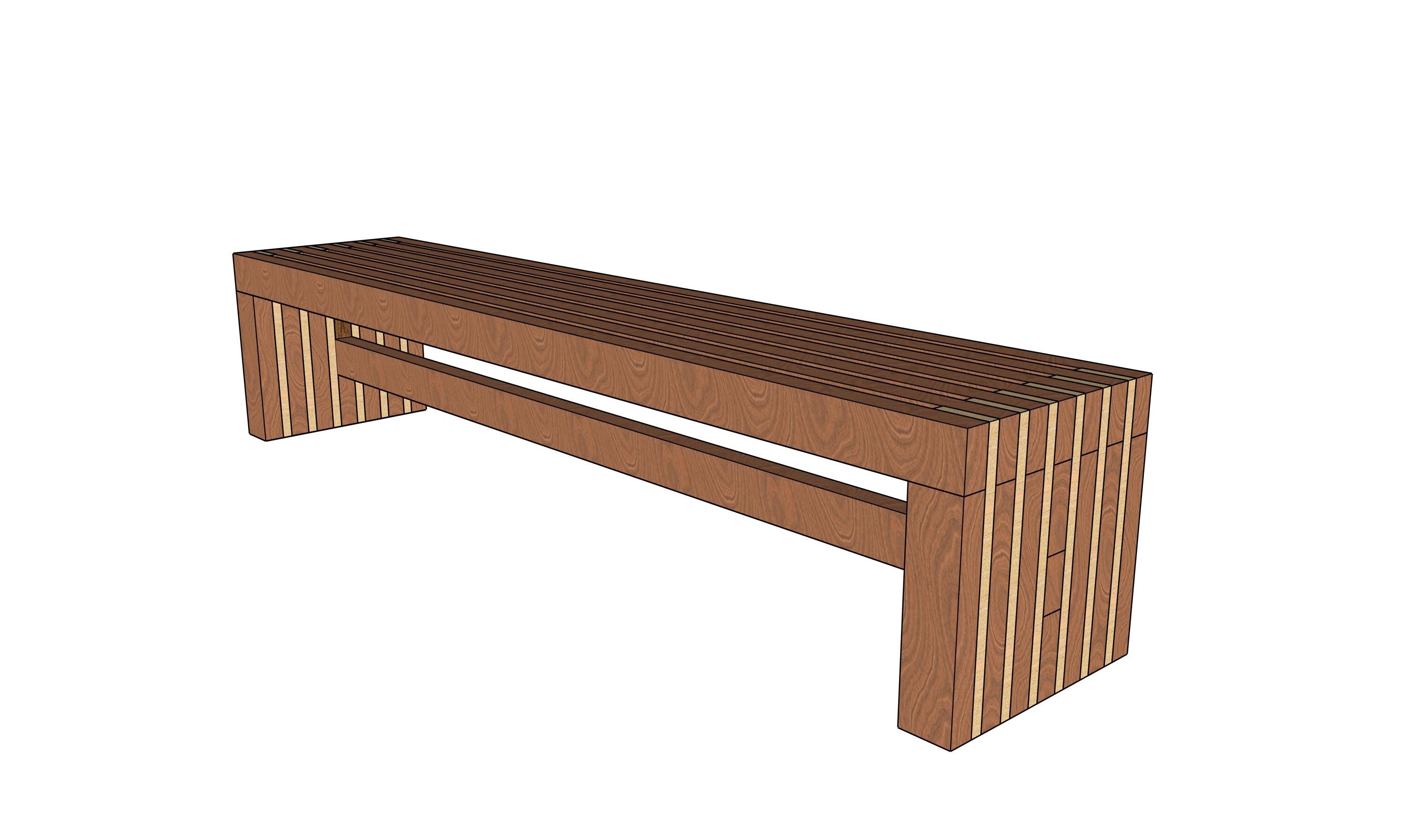Bench Plans PDF – Modern Slatted 2x4 DIY Woodworking Furniture, Indoor ...