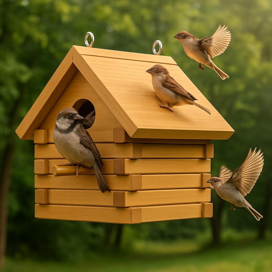 Birdhouse Plans PDF – Rustic Log Cabin DIY Woodworking Blueprint ...