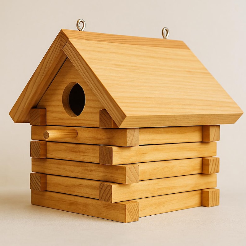 Birdhouse Plans PDF – Rustic Log Cabin DIY Woodworking Blueprint ...