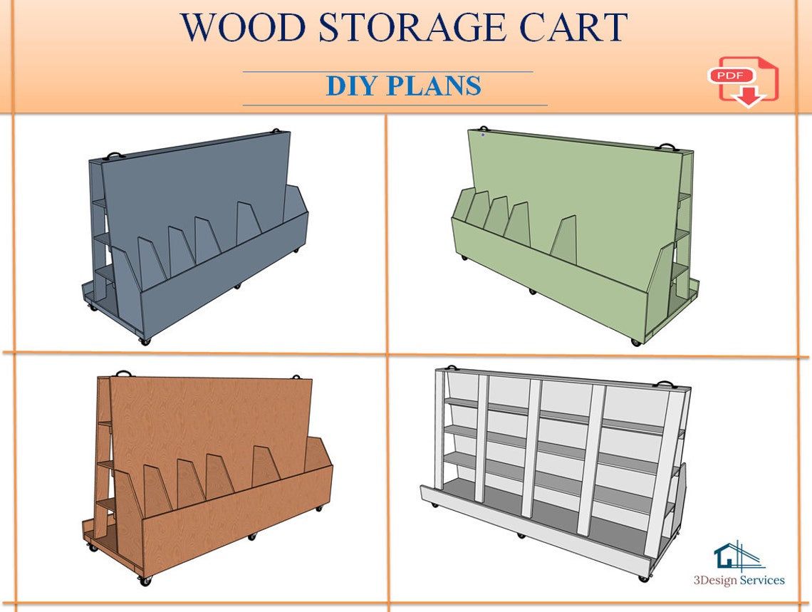 Mobile Wood Storage Cart Plans and Build Guide Step-by-step - Etsy
