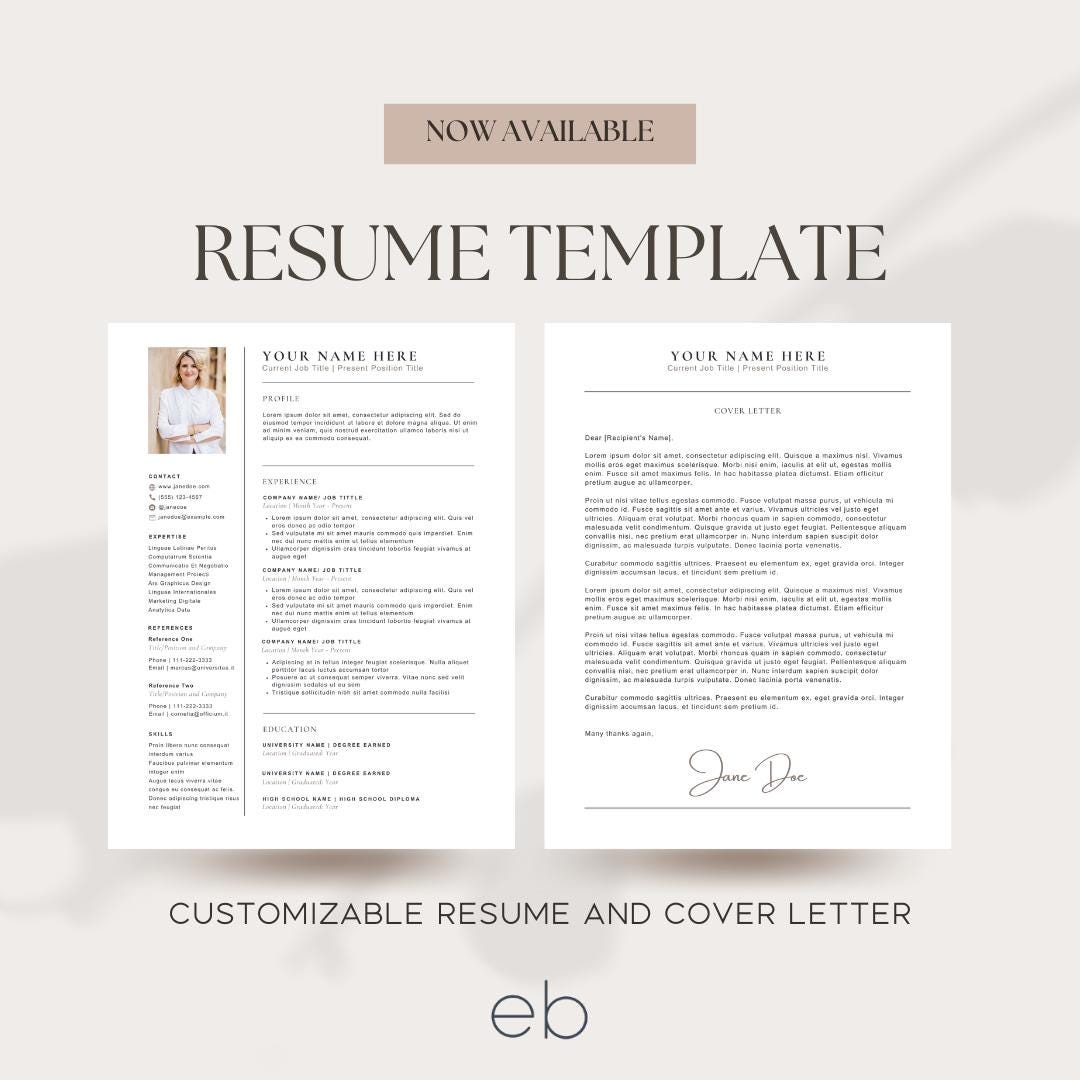 Resume Template Canva With Cover Letter Etsy resume-template-canva-with-cover-letter-etsy