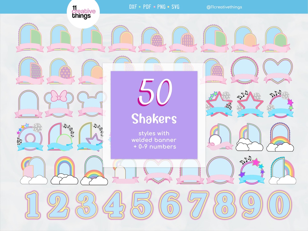 Shaker Cake Topper SVG Bundle With 50 Styles (digital Download With ...