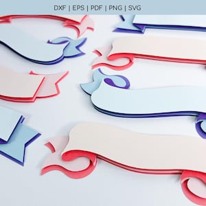 Layered Ribbon Banner Template for Cake Topper, Paper Crafts (digital ...
