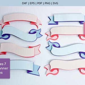 Layered Ribbon Banner Template for Cake Topper, Paper Crafts (digital ...