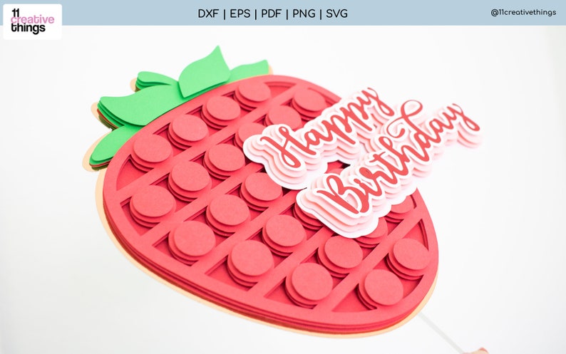 Strawberry Pop Fidget Cake Topper SVG - Strawberry Pop Fidget SVG ...