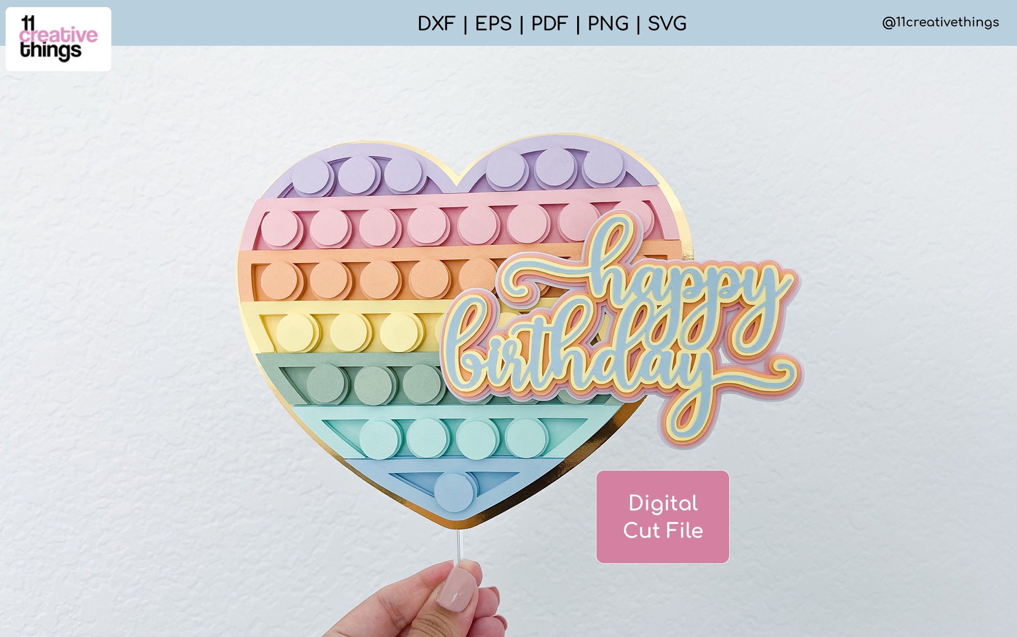 Heart Pop It Fidget Toy Cake Topper SVG Pop It Topper SVG - Etsy UK