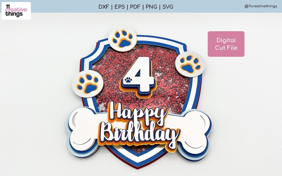Dog, Paw, Puppy Cake Topper SVG - 0-9 Numbers Included (digital ...