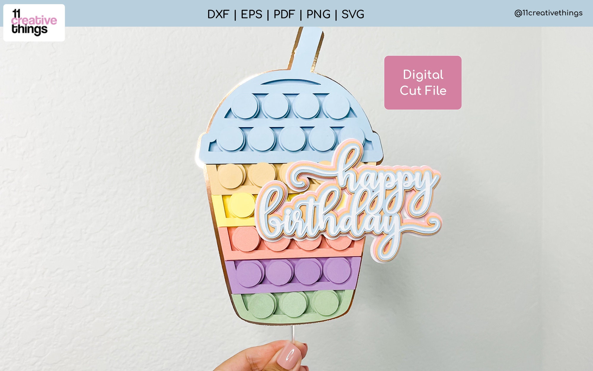 Milkshake Pop Fidget Cake Topper SVG: Birthday Party Decor (digital ...