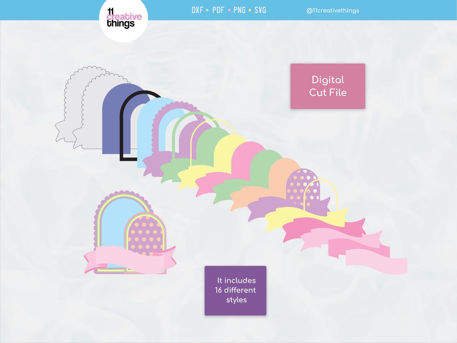 Double Arch Shaker Cake Topper Template: 16 Styles Included (digital ...