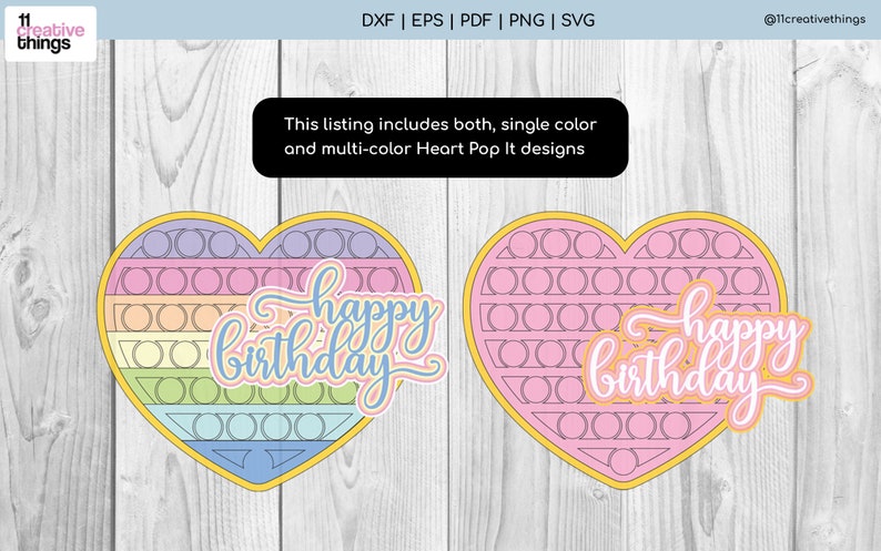 Heart Pop Fidget Cake Topper SVG - Pop Fidget Topper SVG - Heart Pop ...