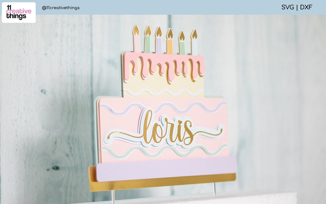 Layered Birthday Cake Topper SVG Cut File Birthday Party - Etsy
