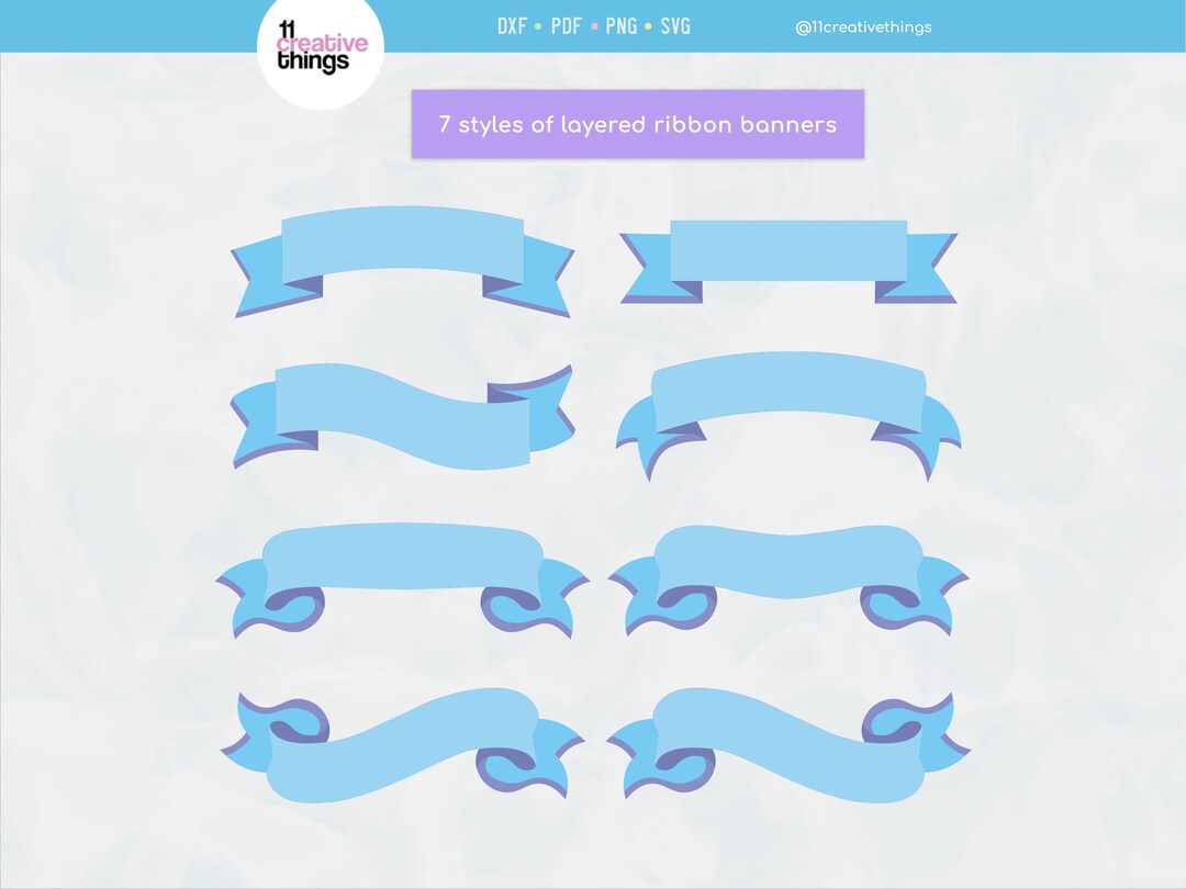 Layered Ribbon Banner Template for Cake Topper, Paper Crafts (digital ...