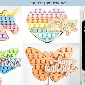 Heart Pop Fidget Cake Topper SVG - Pop Fidget Topper SVG - Heart Pop ...