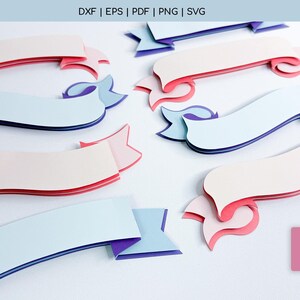 Layered Ribbon Banner Template for Cake Topper, Paper Crafts (digital ...